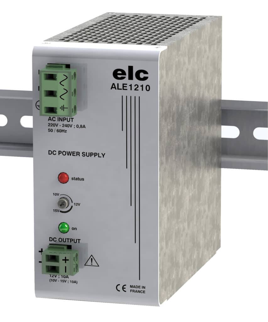 DIN RAIL regulated switching power supply : 12V (Adj.10 to15V) ; 120W - ELC