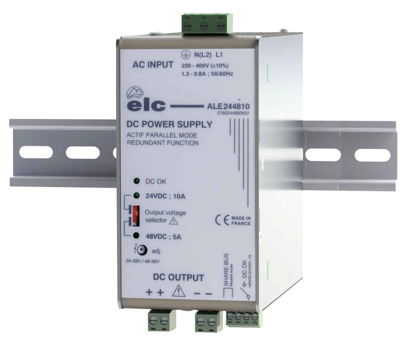 Alimentation RAIL DIN, stabilisée : 24V ou 48V 240W ; Primaire198-440V ; Power-Boost - ELC
